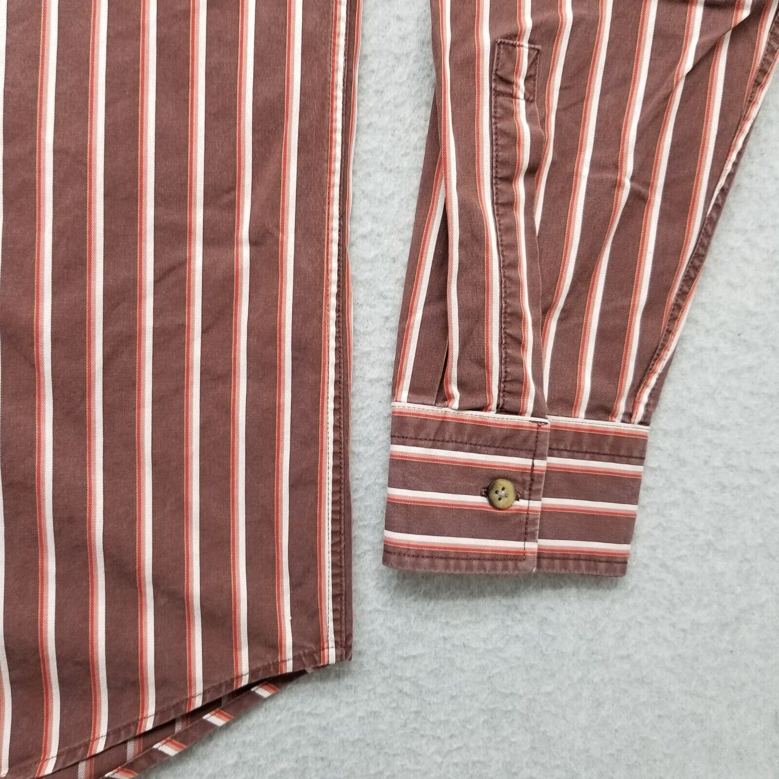 Boss Shirt Mens Small Brown Red Striped Button Up Long Sleeve Pocket ...