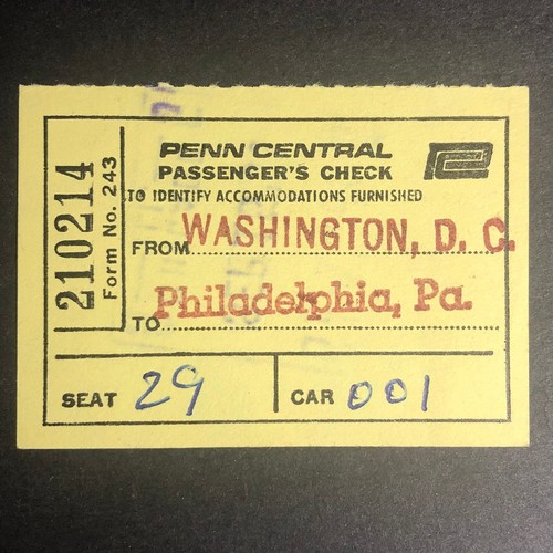 Penn Station Washington, DC to Philadelphia 1969 Ticket Stub #210214 | eBay