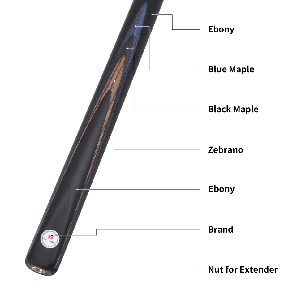 WAYMARK 57" 9.5mm 18.5oz 3/4 Snooker Cue & Case Ebony Handmade Snooker Cues | eBay UK