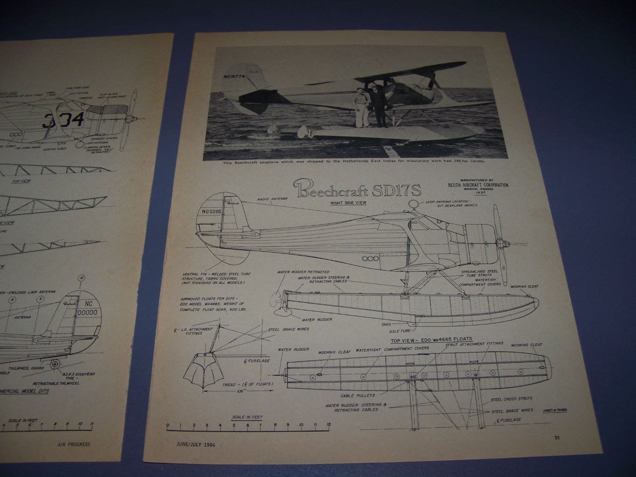 BEECHCRAFT STAGGERWING 17R/D17S/G-17S/SD17S..3-VIEWS/PROFILES/STRUCTURE ...