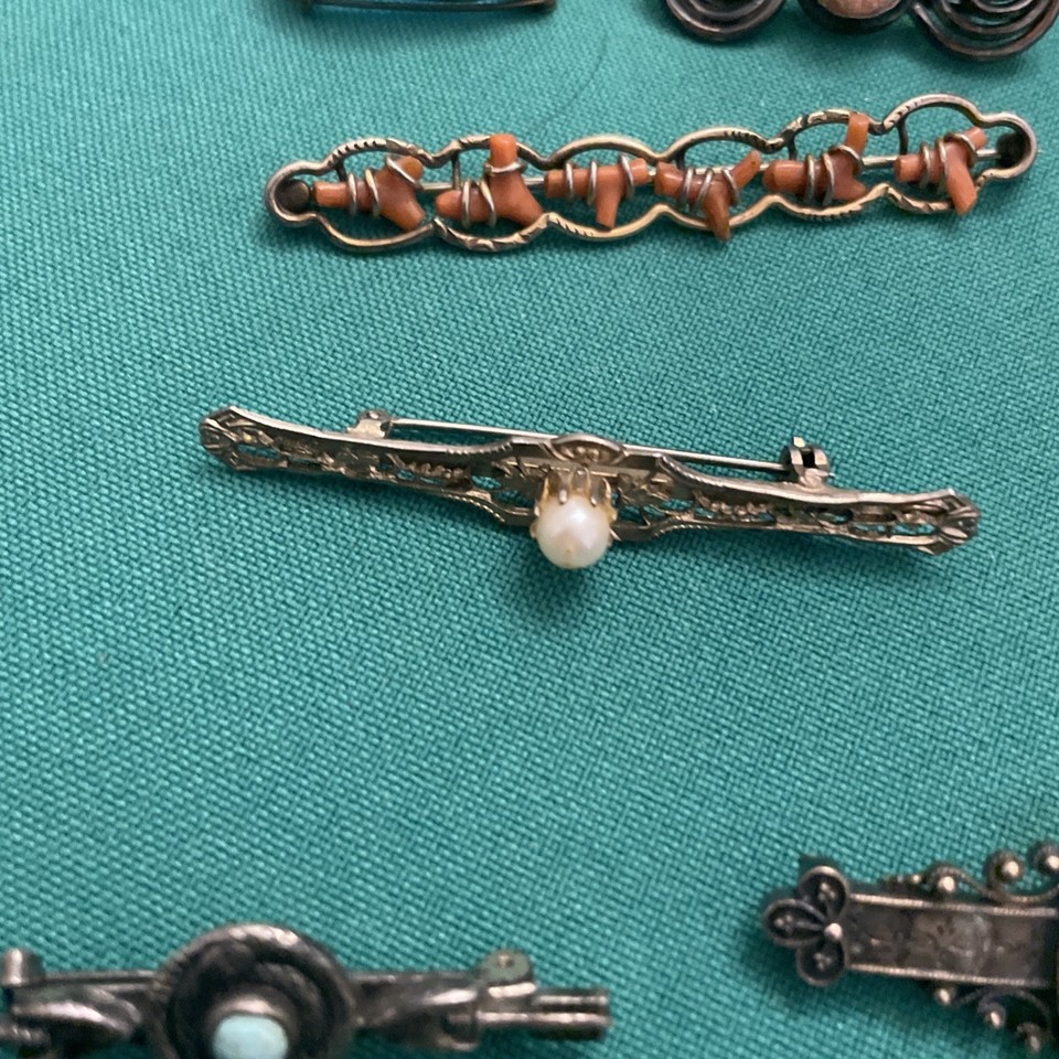 Vintage Art Deco Jewelry Lot Bar Pins Ornate Lot Of 9 | eBay