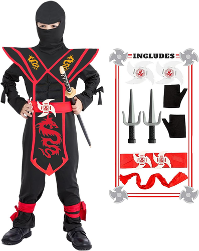 Kids Ninja Costume Set Halloween Ninja Cosplay Costumes with Halloween ...