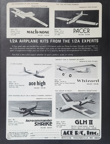 Ace RC Airplane 1/2A Kits Model Print Ad Wall Art Decor | eBay