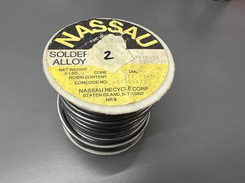 VINTAGE NASSAU B STEARINE CORE LG DIA. SOLDER - SPEC: AT 7241 - 4LB 13 ...