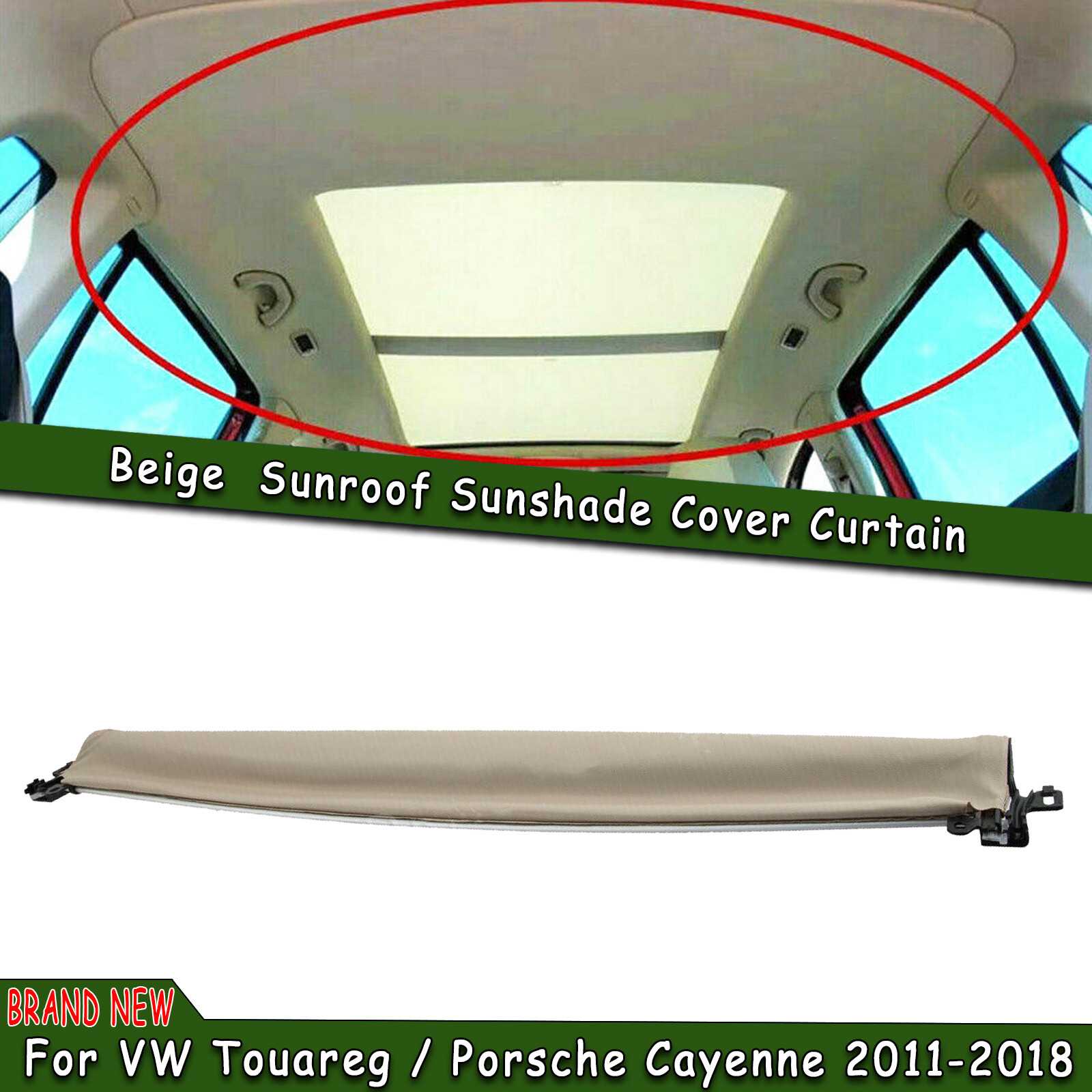 Beige Sunroof SunShade Cover Assembly For 2011-18 Porsche Cayenne VW ...