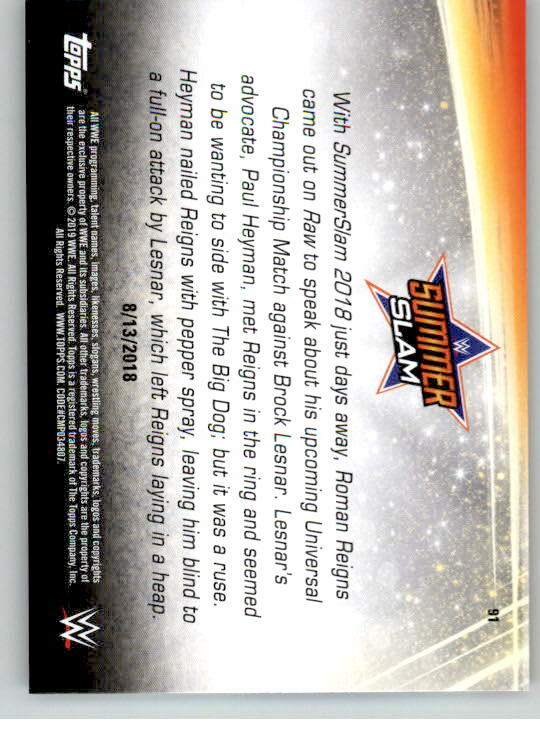 2019 WWE Summerslam #91 Brock Lesnar Roman Reigns | eBay