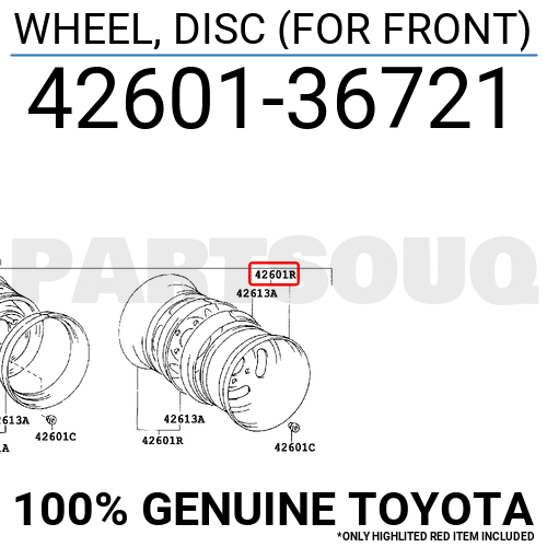 4260136721 Genuine Toyota WHEEL, DISC (FOR FRONT) 42601-36721 | eBay