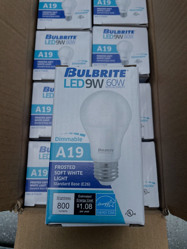 Twelve (12) Bulbrite A19 LED-3000K 800 Lumen E26 Base 9W 60W Soft white ...
