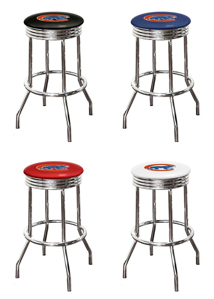 Bar Stool MLB 31" Tall Retro Chrome Swivel Seat Colored Vinyl Team Logo ...