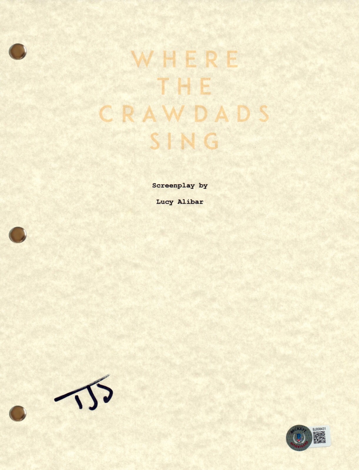 Taylor John Smith Signed Autograph Where The Crawdads Sing Movie Script ...