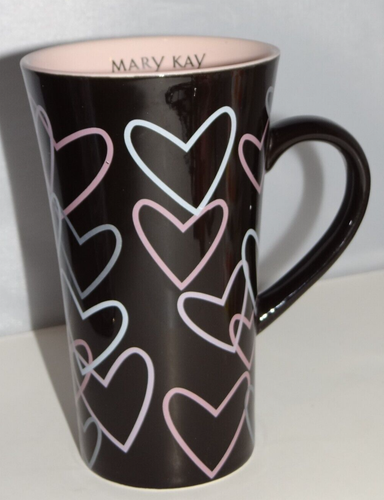 Mary Kay Pink Hearts Tall Coffee Mug Tea Cup Latte Ceramic 14oz. | eBay