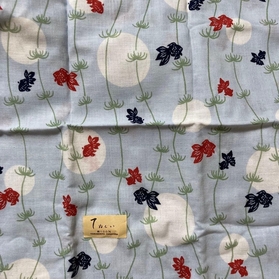 New and unused Hama pattern picture tenugui goldfish aquatic plants ...