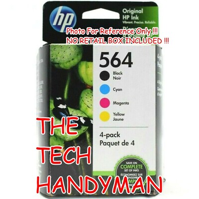 4-PACK HP GENUINE 564 BLACK & COLOR INK (NO RETAIL BOX) for OFFICEJET ...