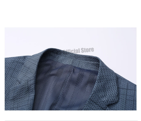 Lightweight Breathable Men Blazer New Men's Business Casual Plaid Suit ...
