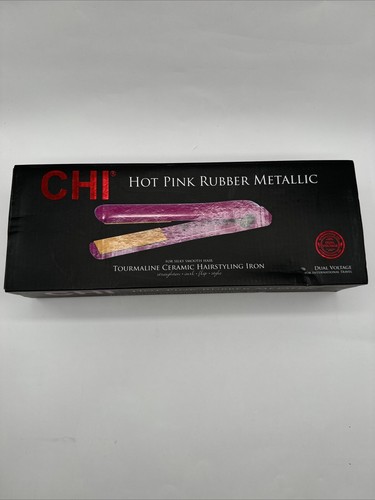 CHI Hot Pink Rubber Metallic Tourmaline Ceramic Hairstyling Iron - New ...
