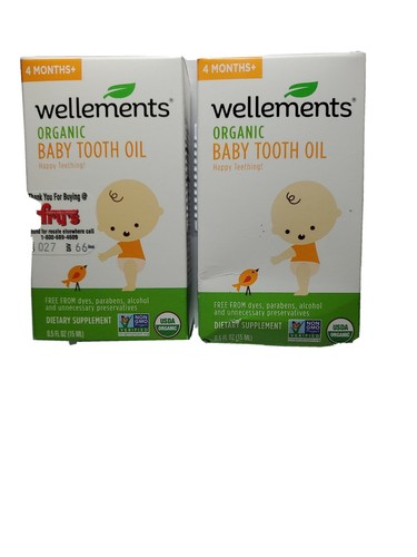 Lot of 2 Wellements Organic Baby Teething Tooth Oil 0.5 oz 729609000005 ...