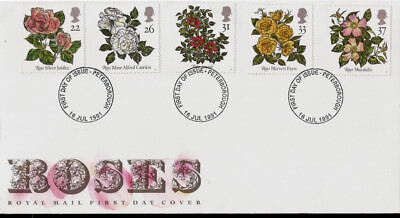 Flowers Great Britain 1991 British Roses First Day Cover FDC ...