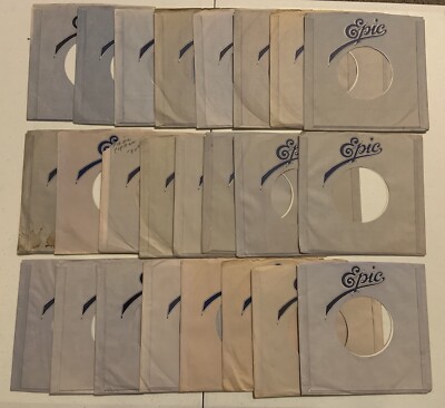 Huge Lot Of (24) Blue Epic 45 RPM Record Sleeves - Company Sleeves ...