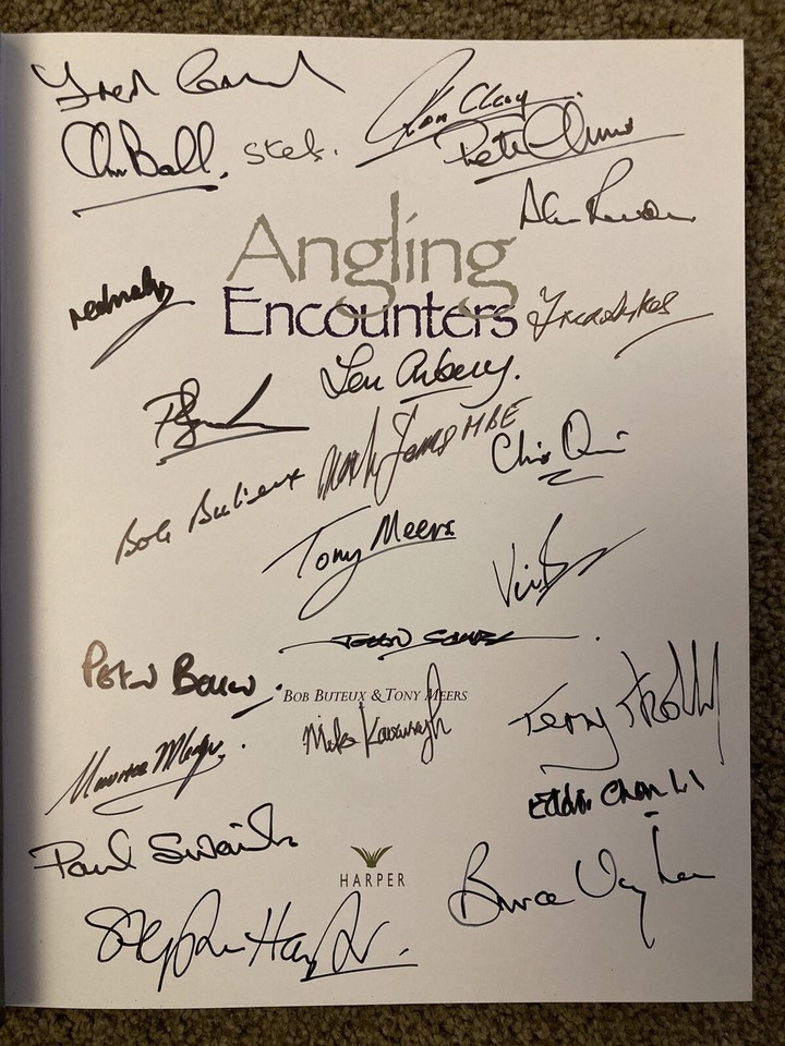 Signed x 24 ANGLING ENCOUNTERS Limited Edition Fishing Book Carp Barbel ...