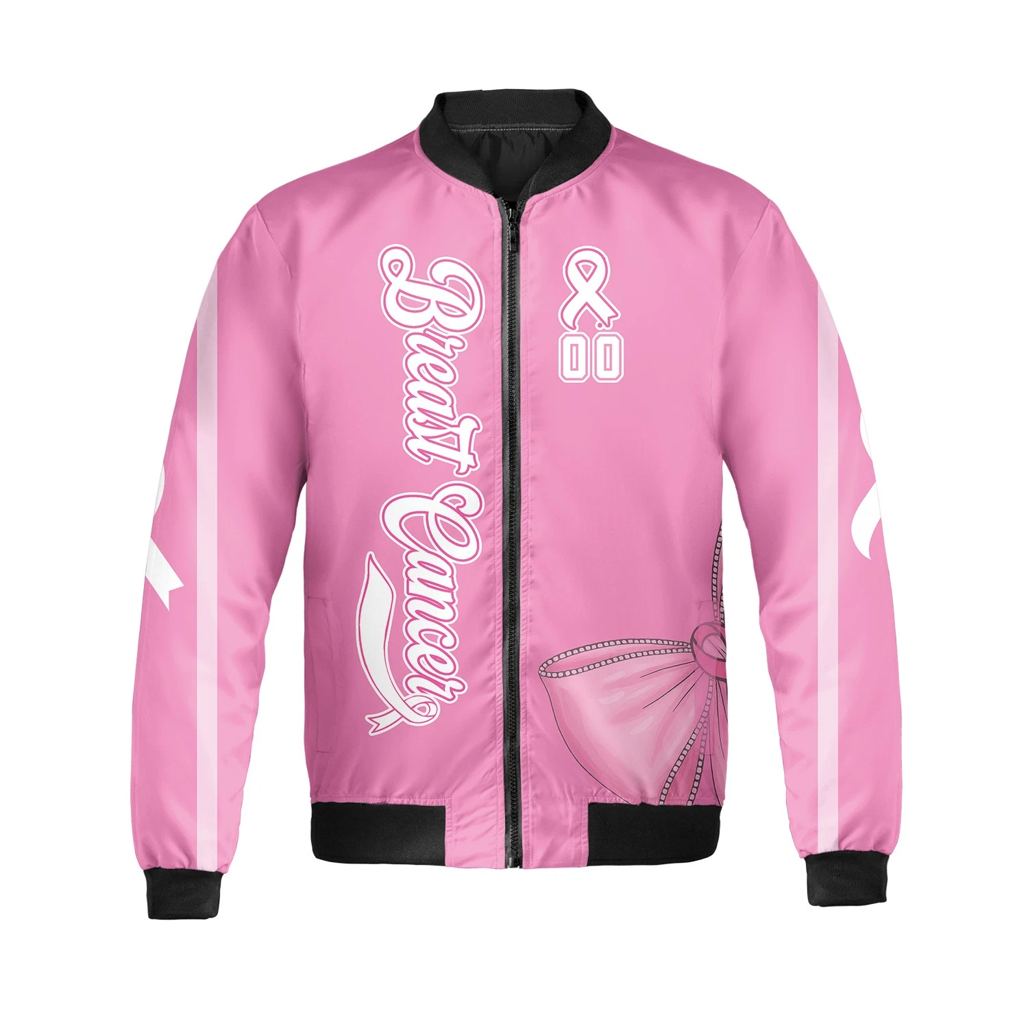 Personalized Breast Cancer Warrior Coquette Bow Bomber Jacket | ID ...