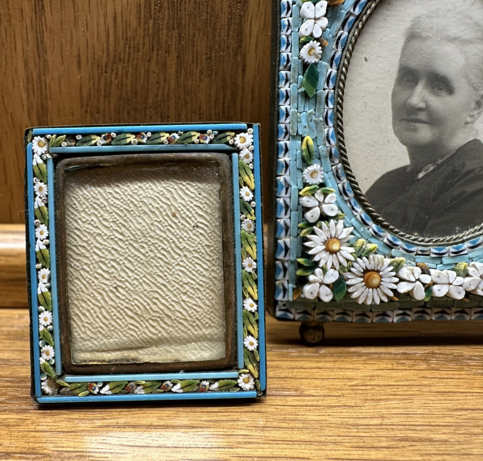 Antique Italian Victorian Era Miniature Micro Mosaic Photo Pair Frames ...