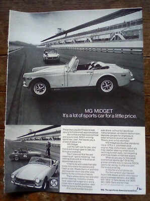 1972 MG Midget Vintage Convertible SCCA Racing Print Ad | eBay