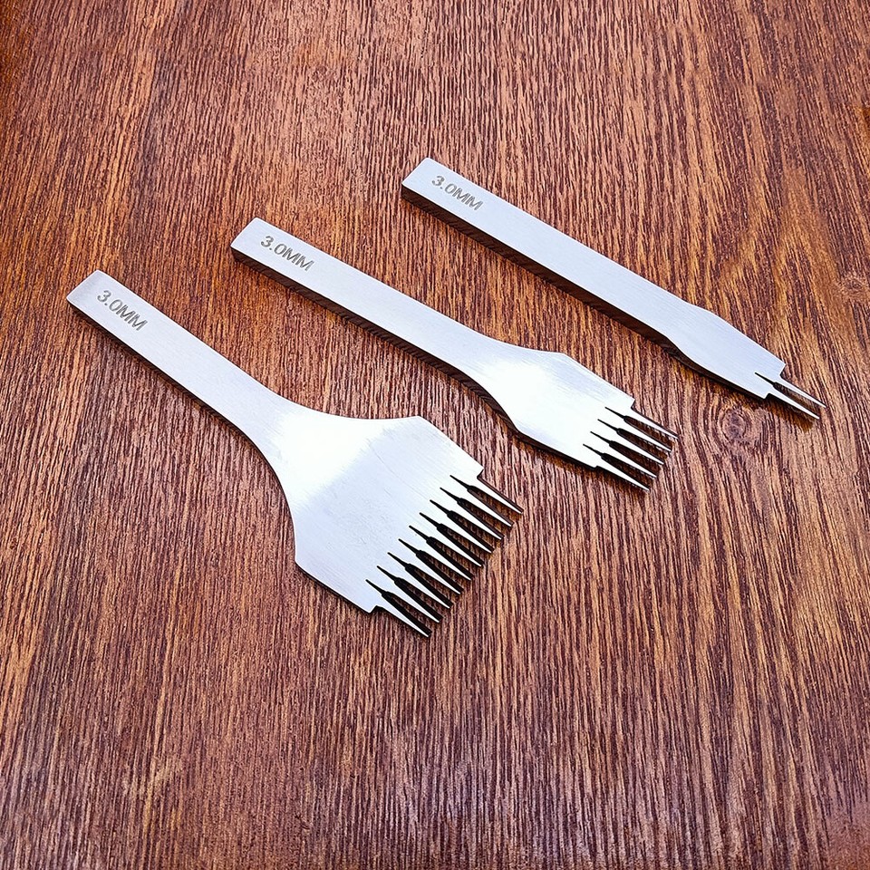 3mm French Style leather Craft Stitch Lacing Punch Chisel Tool Kit 2+5 ...