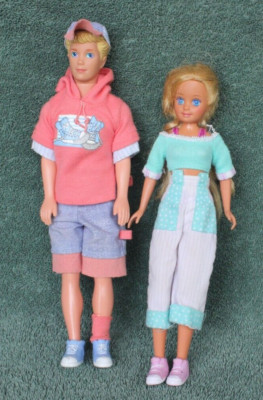 Vintage Barbie 1993 Cool Crimp Kevin & Courtney Dolls Skipper Mattel ...