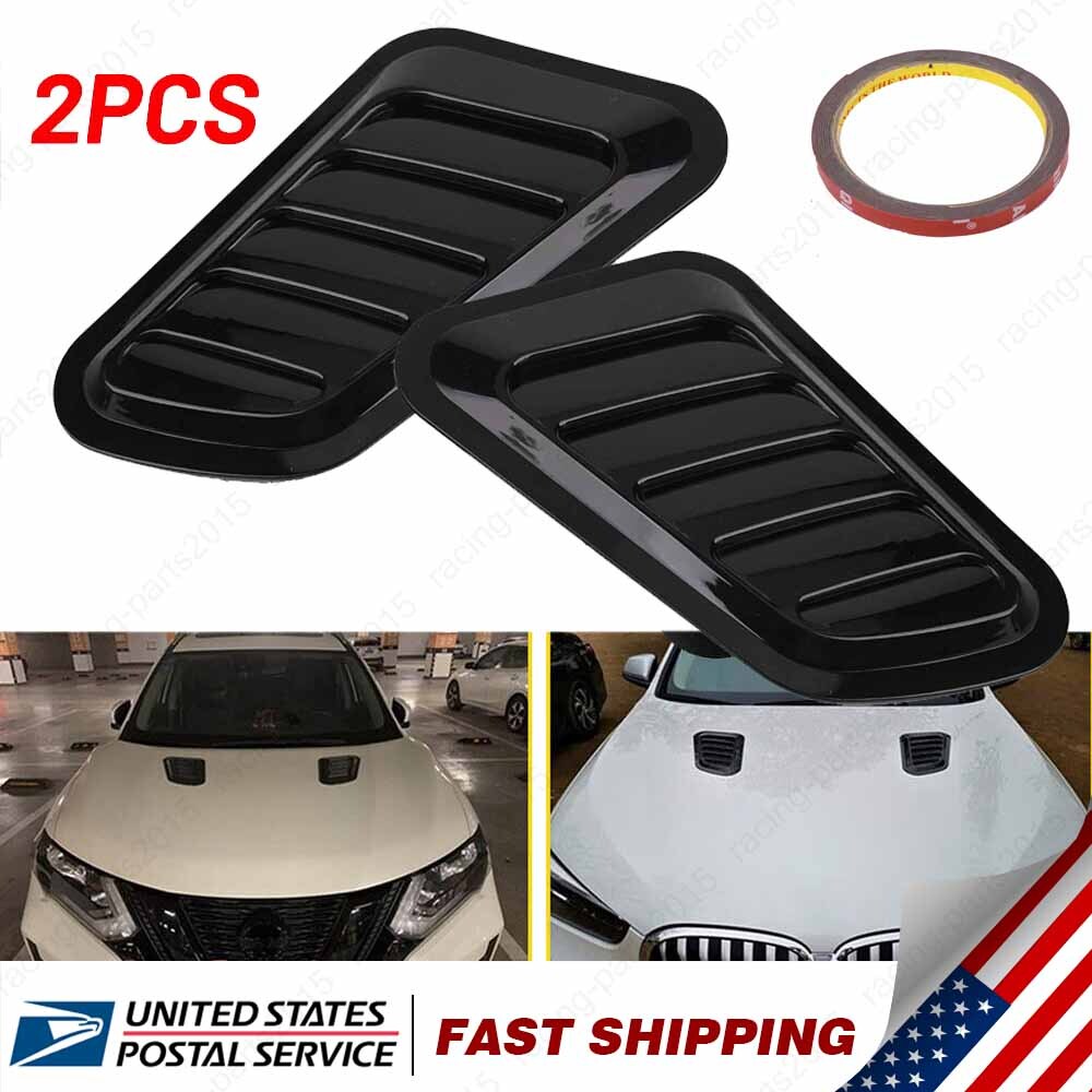 2pcs Universal Air Flow Intake Hood Scoop Bonnet Vent Cover Black Car ...