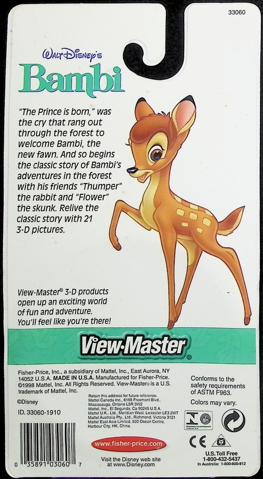 Walt Disney's Bambi 3d View-Master 3 Reel Packet NEW SEALED | eBay
