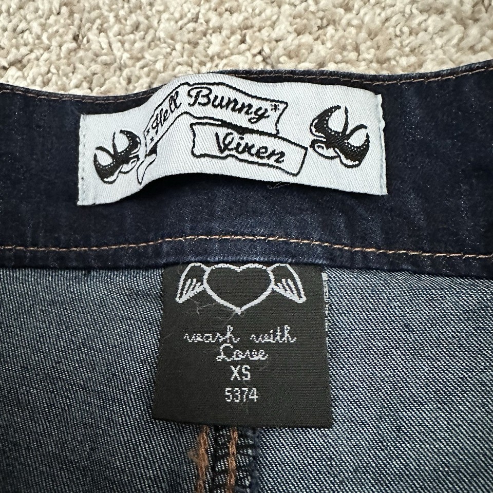 Hell Bunny Vixen Dark Wash Capri Jeans XS High Rise Cropped Retro ...