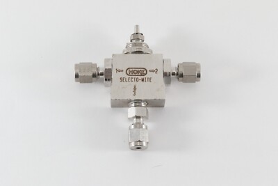 Ball valve, Hoke selectomite 71 series, 3 way 316SS 1/8 Gyrolok 2000 ...