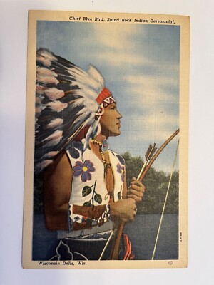 Wisconsin Dells, Wisconsin - Chief Blue Bird - vintage linen postcard ...