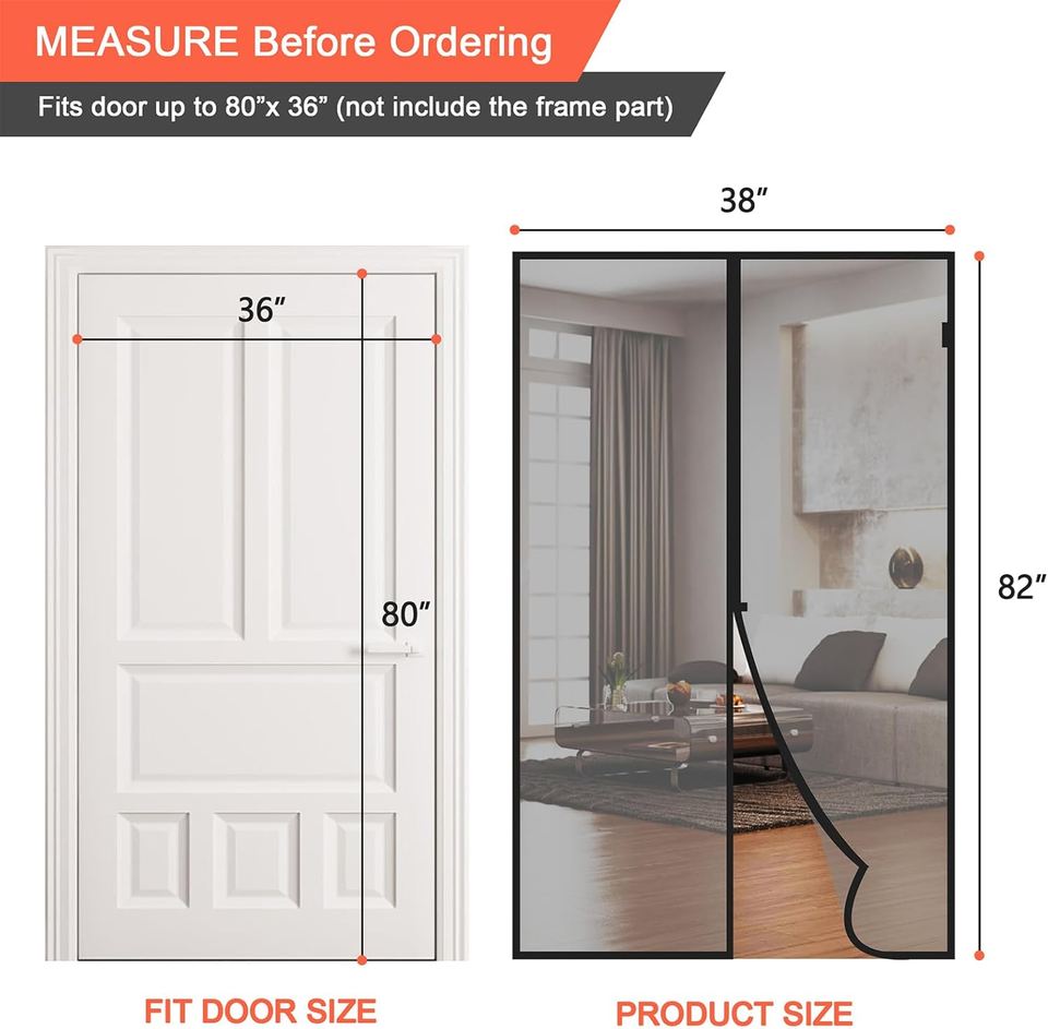 Magnetic Screen Door Heavy duty Mosquito Free Hands 36 X 80 Screen Door ...
