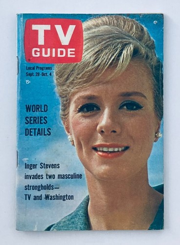 TV Guide Magazine September 28 1963 #548 Inger Stevens Cleveland Ed. No ...