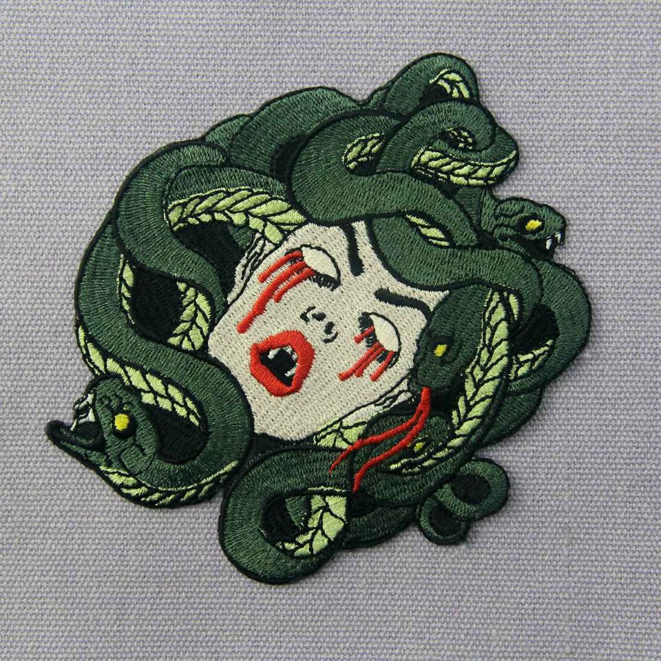 Medusa patch EMBROIDERED Iron On Patches appliques transfers Badges ...