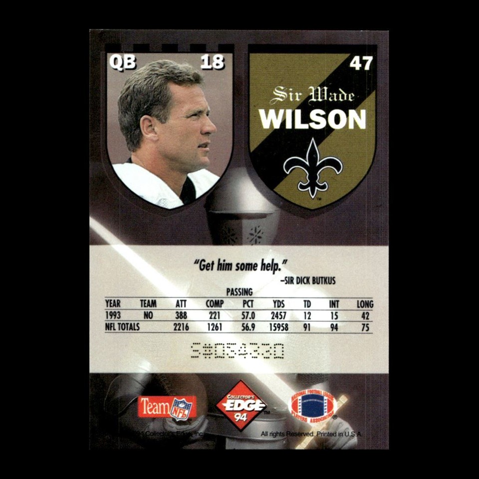 Wade Wilson 1994 Excalibur New Orleans Saints #47 R324G 47 | eBay