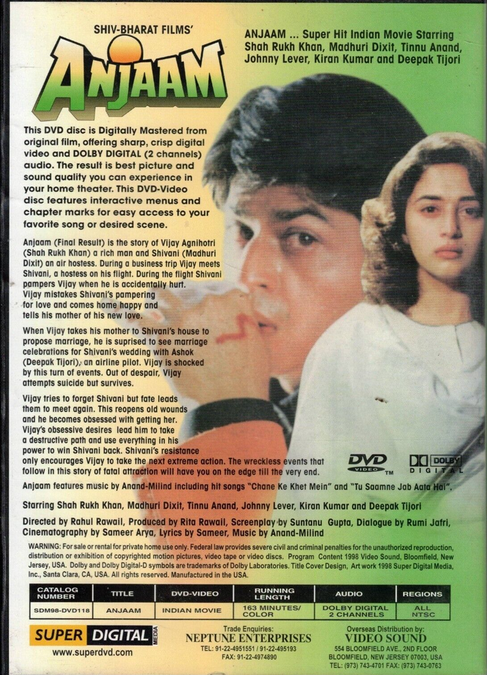 Anjaam - Shahrukh khan, Madhuri Dixit, Tinnu Anand, Johny - Hindi movie ...