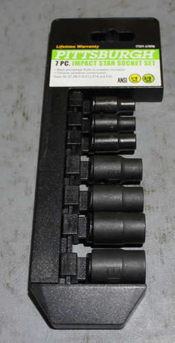 Pittsburgh 1/4” & 3/8” Drive 7pc Impact Socket Set Metric 6,7,8,10,12 ...