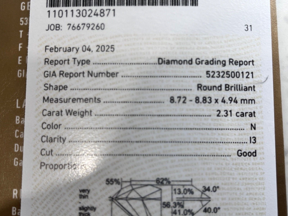 GIA Certified Round Brilliant 2.31 CT Loose Natural Earth Mined Diamond ...