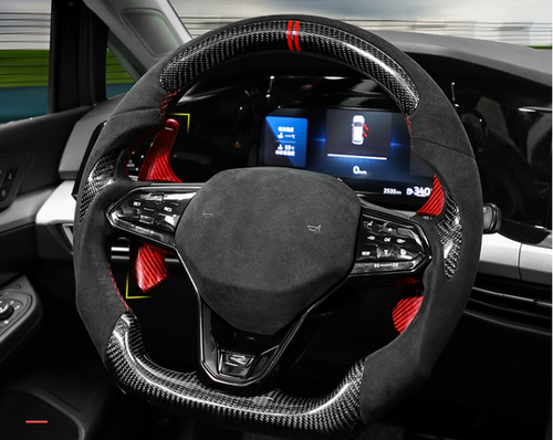 For VW Golf R GTI 2022-2025 Red Carbon fiber Steering Wheel Shift ...