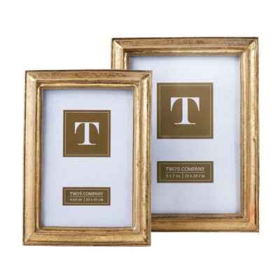 Two's Company Chatelet Gold Leaf Set of 2 Photo Frames (Holds 4"x6" & 5 ...