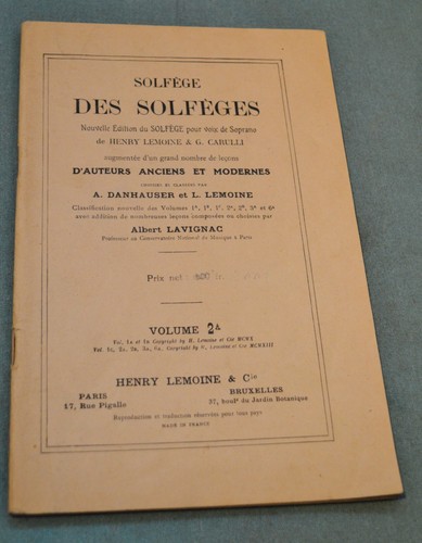 SOLFÈGE DES SOLFÈGES → Volume 2A / Éditeur LEMOINE § Cie / 1956 | eBay