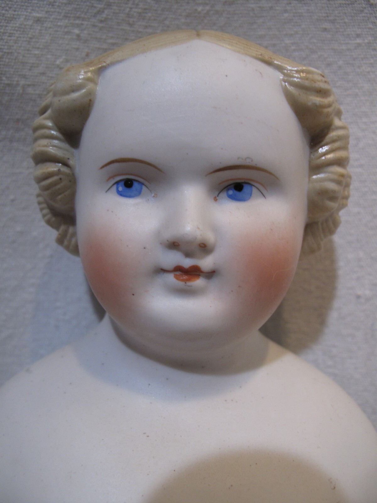 Antique German Parian Shoulder Head Doll Blonde Hair Original Body 22