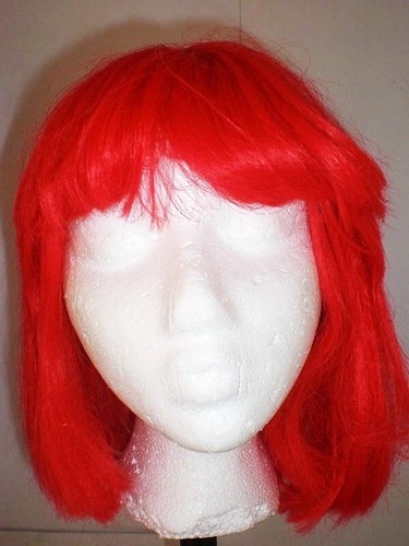 Ebonne collection Perruque M Droit W / Frange Rouge Costume Fête Fibre ...