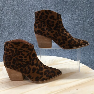 Beast Fashion Boots Womens 6 Ankle Booties Brown Pointed Toe Block ...