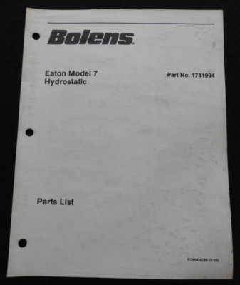 ORIGINAL Bolens Lawn Tractor Eaton Model 7 Hydrostatic Transmission ...