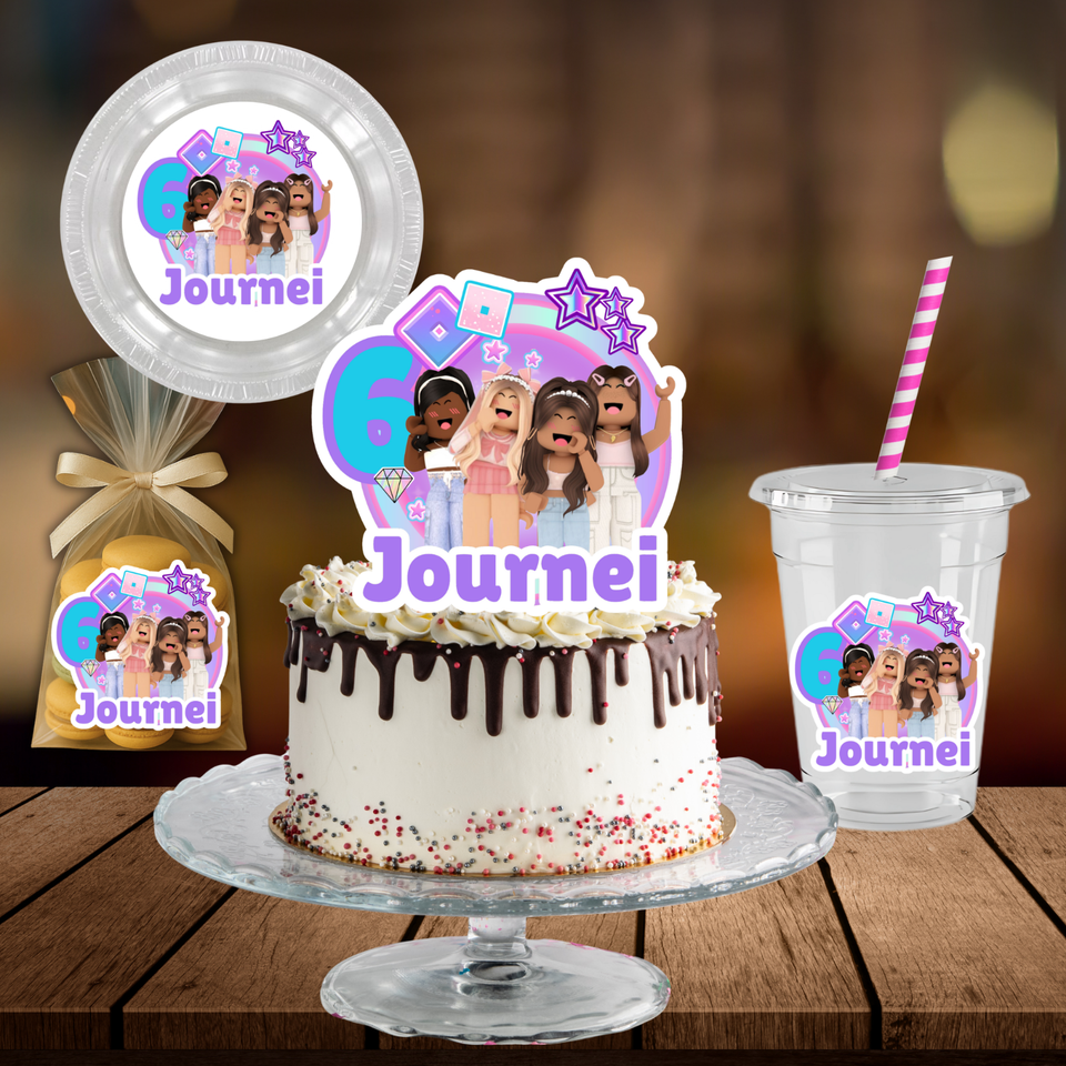 Roblox Girl Personalized Cups 16 oz -Set of 12 Birthday Cups with Lids ...