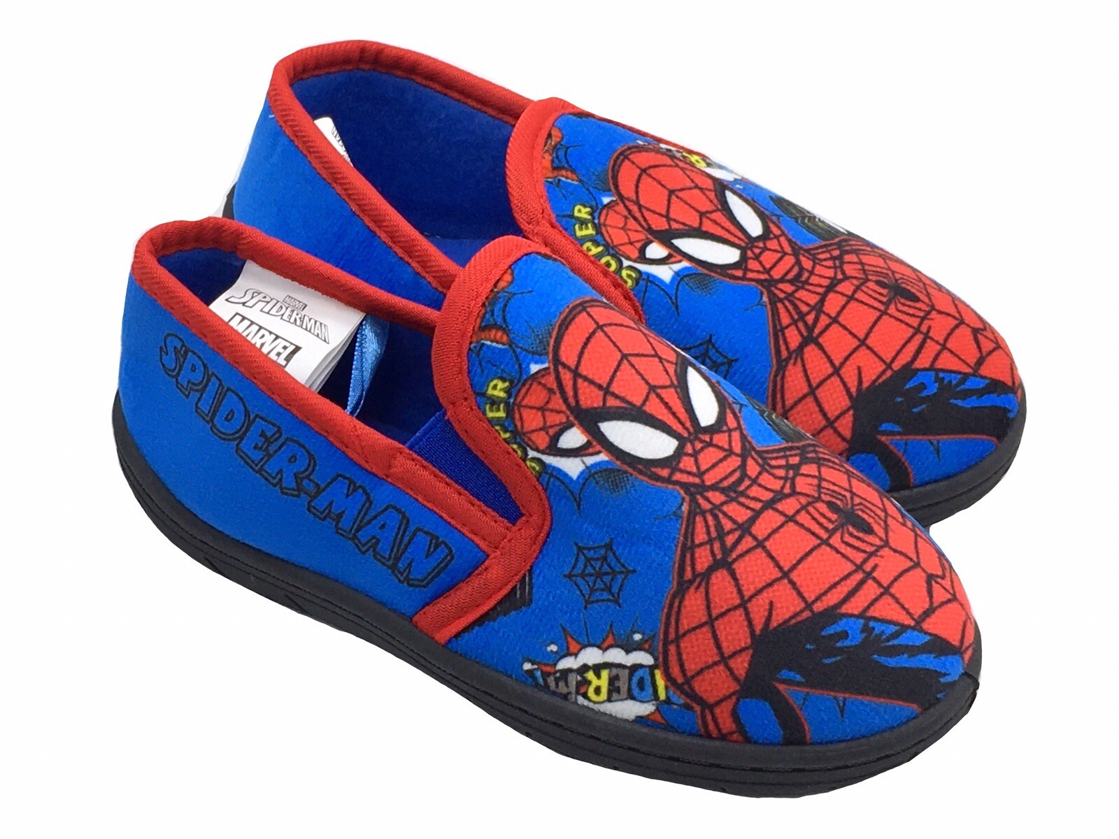 Boys Spiderman Slippers Marvel Slip On Kids Size 8-2 Royal Blue ...