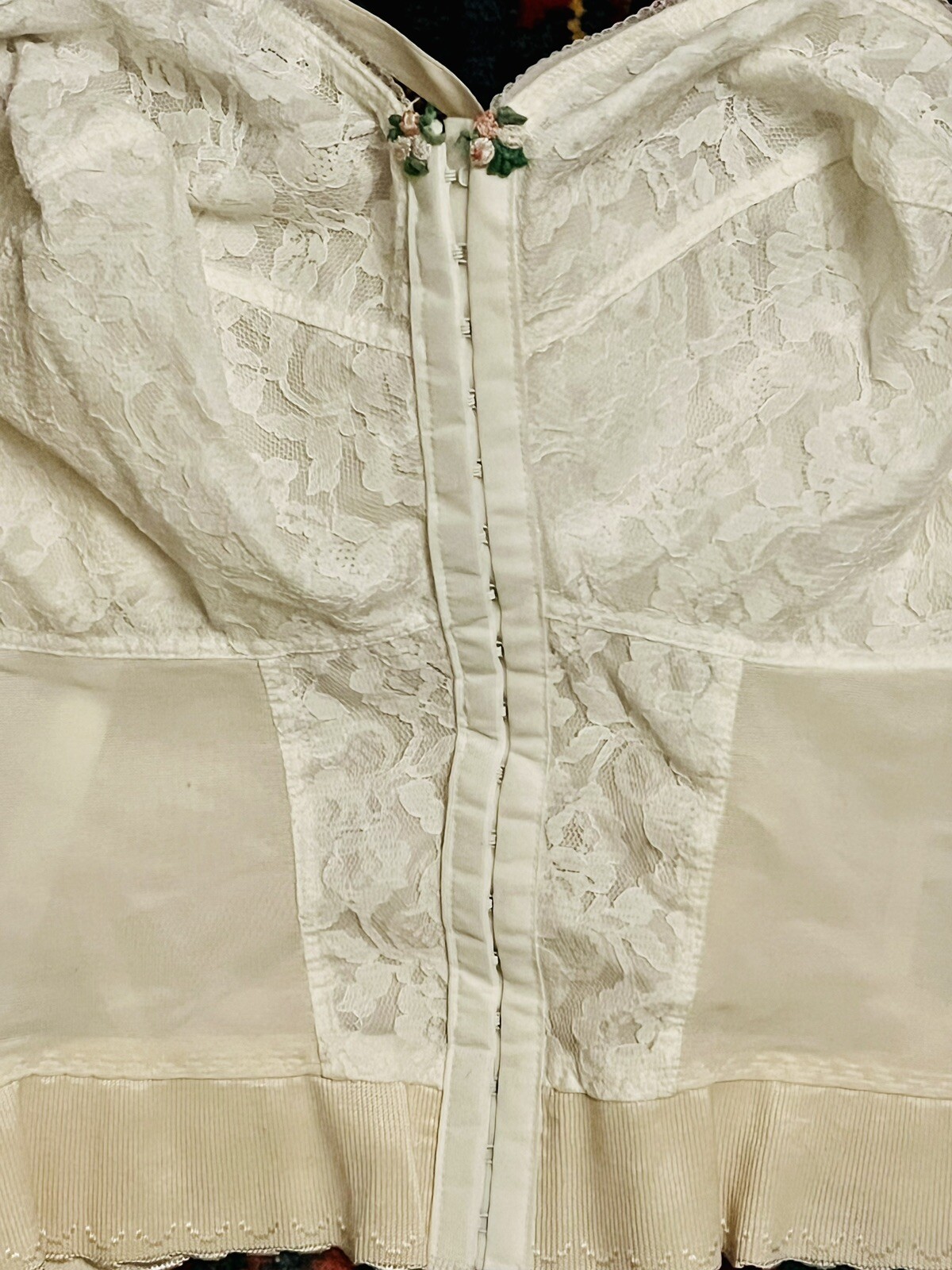 Vintage 1960s Sculptress White Lace Longline Bra w/Banderin Insert Size ...